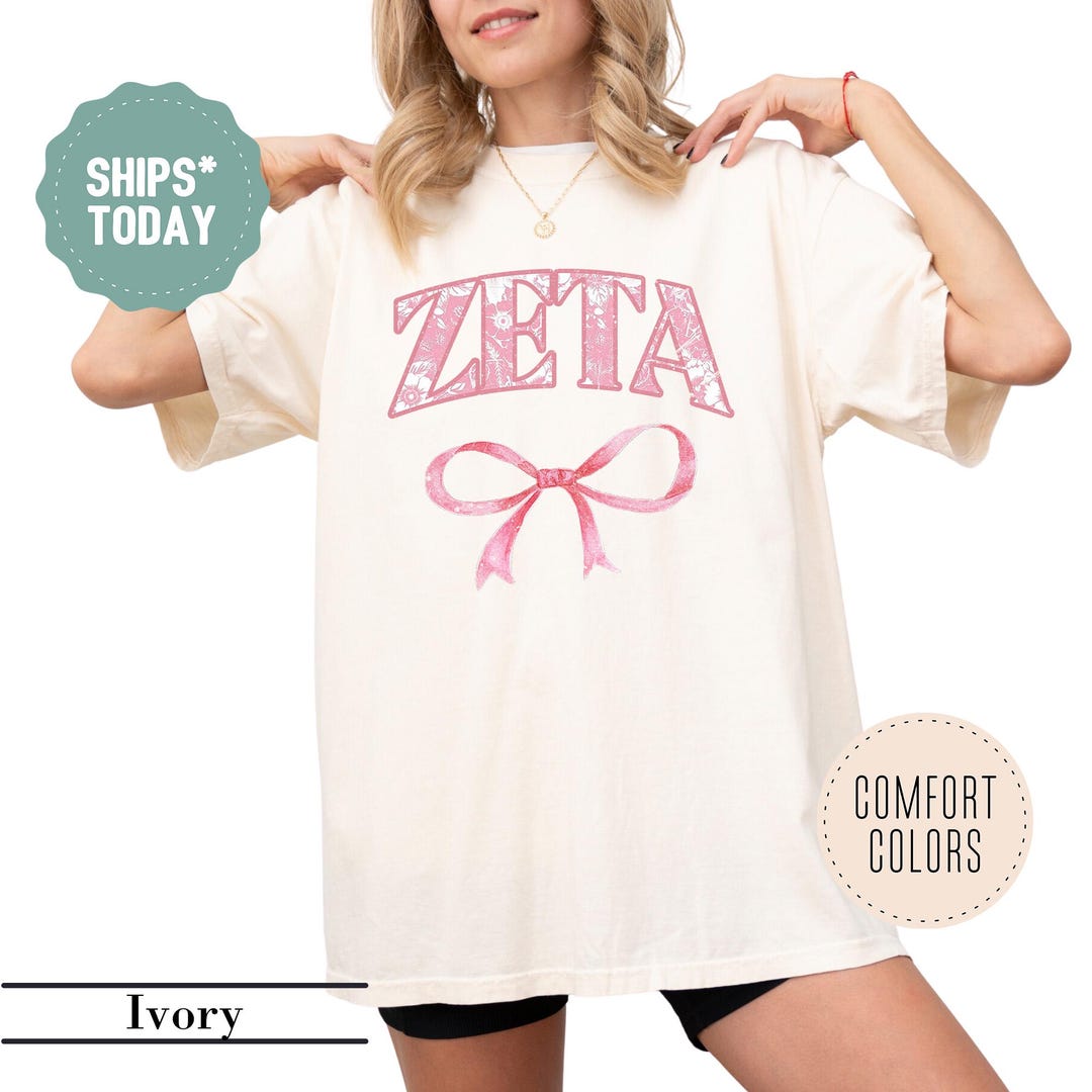 Zeta Tau Alpha Tickled Pink Sorority T-shirt ZETA Comfort Colors ...