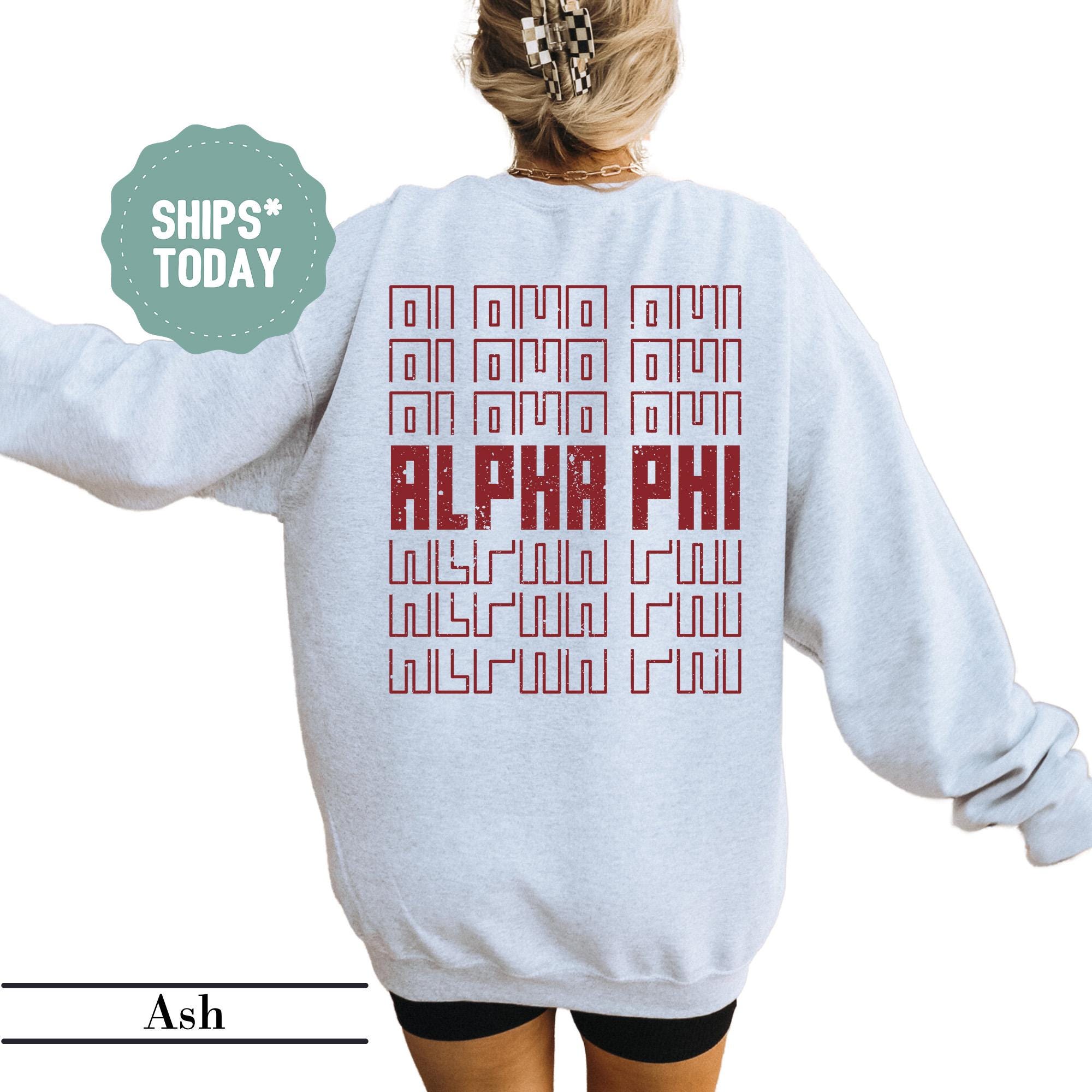 Alpha Phi Mirrored Letters Sorority Sweatshirt - Aphi Sorority Merch ...