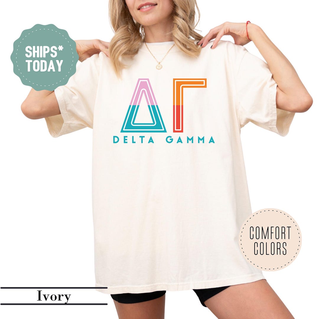 Delta Gamma Colorful Letters Sorority T-shirt Dee Gee Greek Letters ...