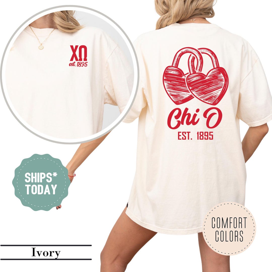 Chi Omega Locked Heart Sorority T-shirt - Chi O Valentines Sorority ...