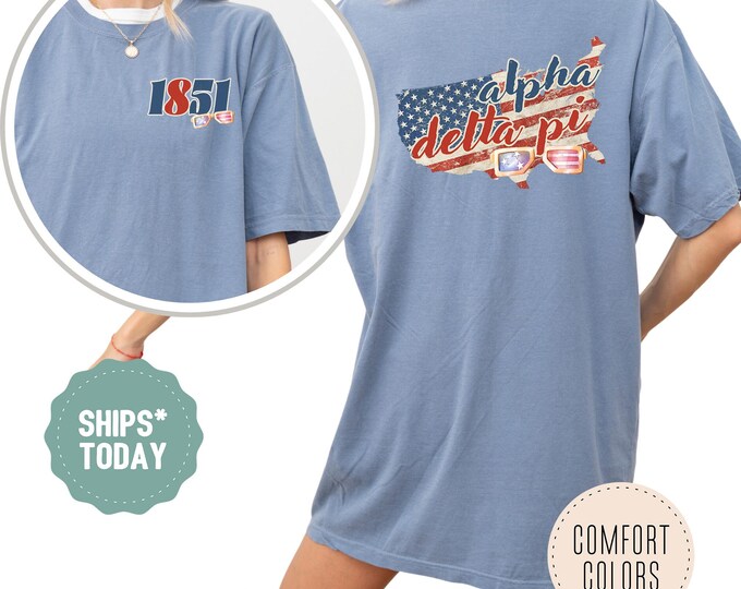 Alpha Delta Pi Comfort Colors Sorority T-shirt | ADPI Sorority Letters ...