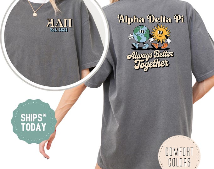 Alpha Delta Pi Comfort Colors Sorority T-shirt | ADPI Sorority Letters ...