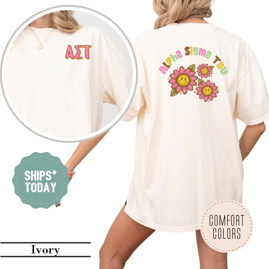 Alpha Sigma Tau Floral Cheer Sorority Shirt - AST Floral Comfort Colors ...