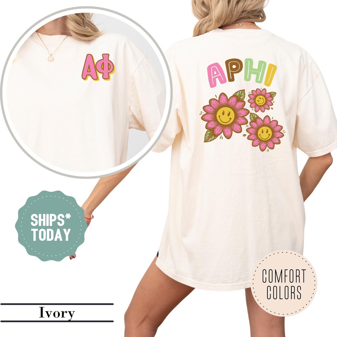 Alpha Phi Floral Cheer Sorority Shirt - APHI Floral Comfort Colors ...