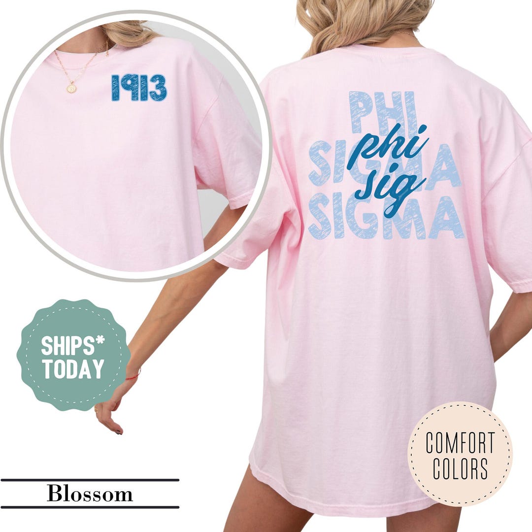 Phi Sigma Sigma Blue Letters Sorority T-shirt - Phi Sig Shirt - Sorority Letters - Sororitty ...