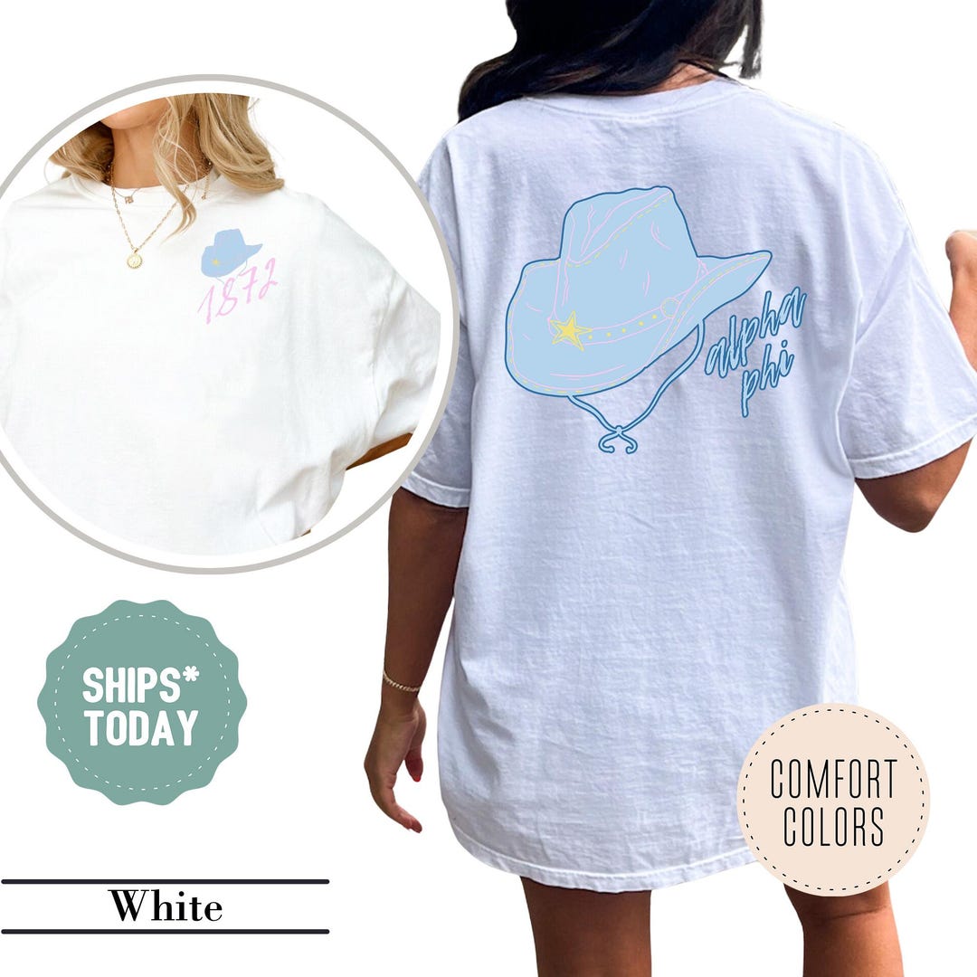 Alpha Phi Rodeo Hat Sorority T-shirt - APHI Comfort Colors Shirt - Big ...