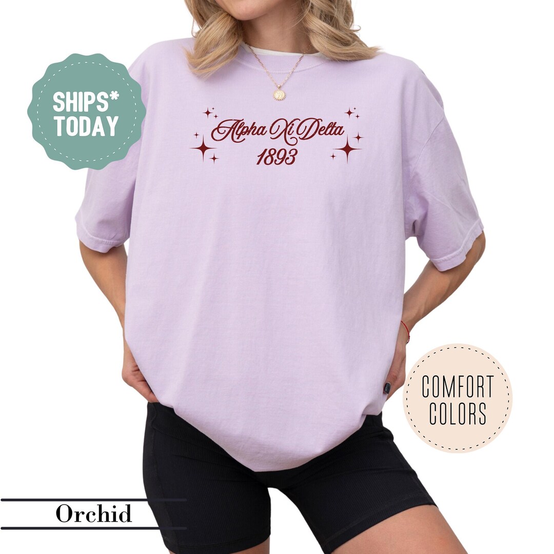 Alpha Xi Delta Sparkling Letters Sorority T-shirt - AXID Comfort Colors ...