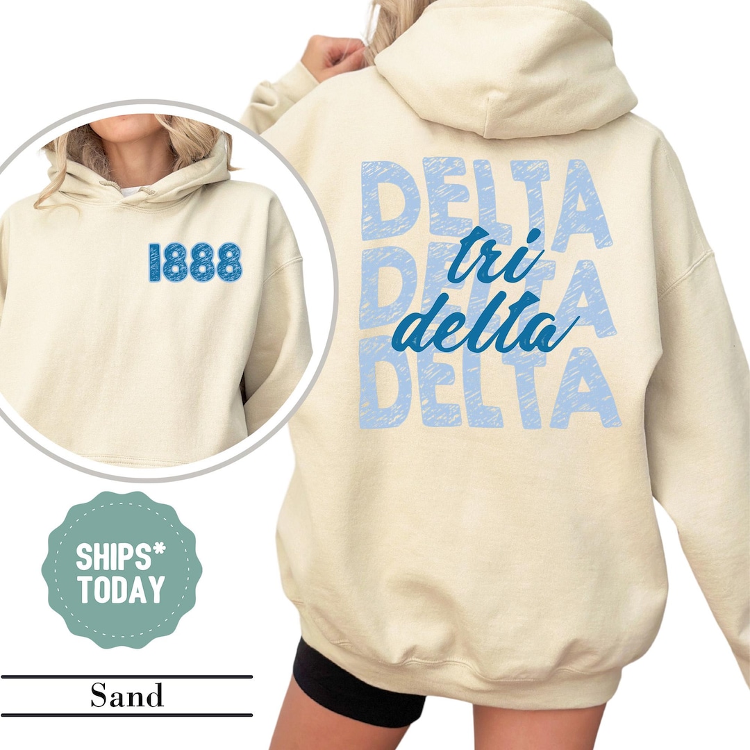 Delta Delta Delta Blue Letters Sorority Sweatshirt - Tri Delta Sorority ...