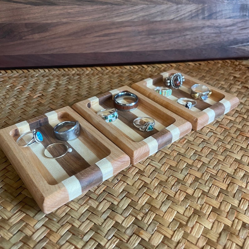 Wooden Ring Dish and Earring Tray Small Jewelry Dish - Etsy