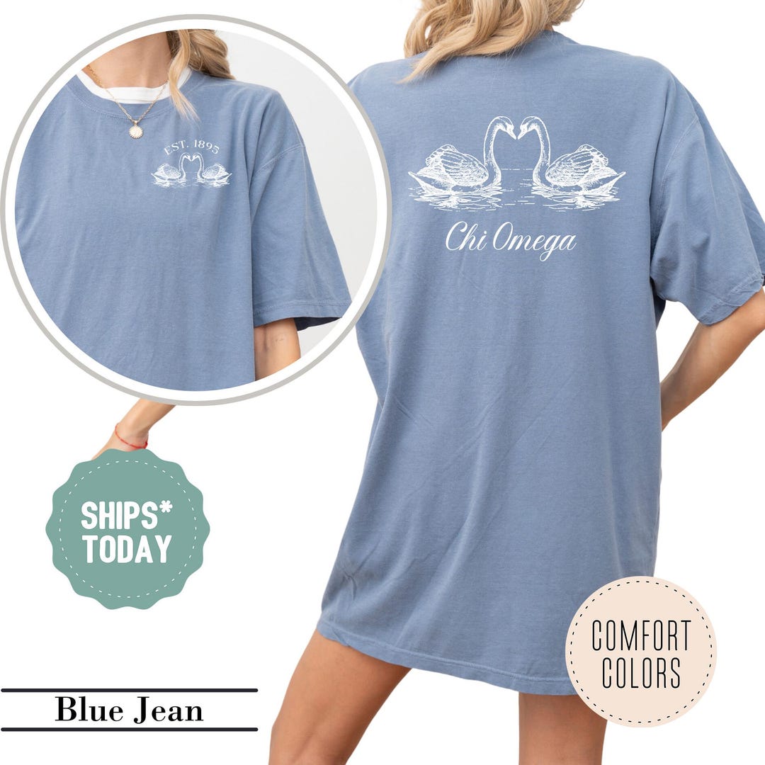 Chi Omega Swan Blossom Sorority T-shirt - Chi O Comfort Colors Tees ...