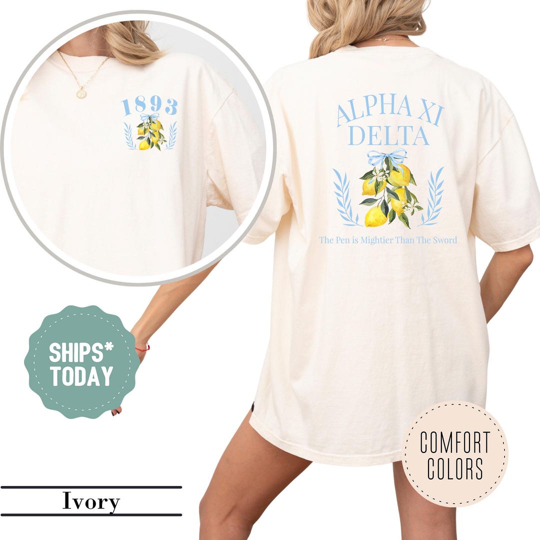 Alpha Xi Delta Leaf & Lemon Sorority T-shirt, AXID Sorority Apparel ...