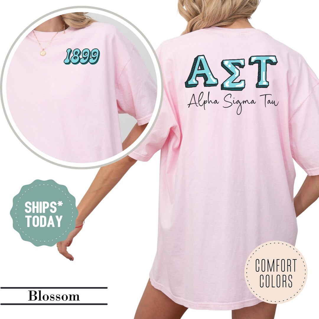 Alpha Sigma Tau Ocean Letters Sorority T-shirt - AST Shirt - Sorority ...