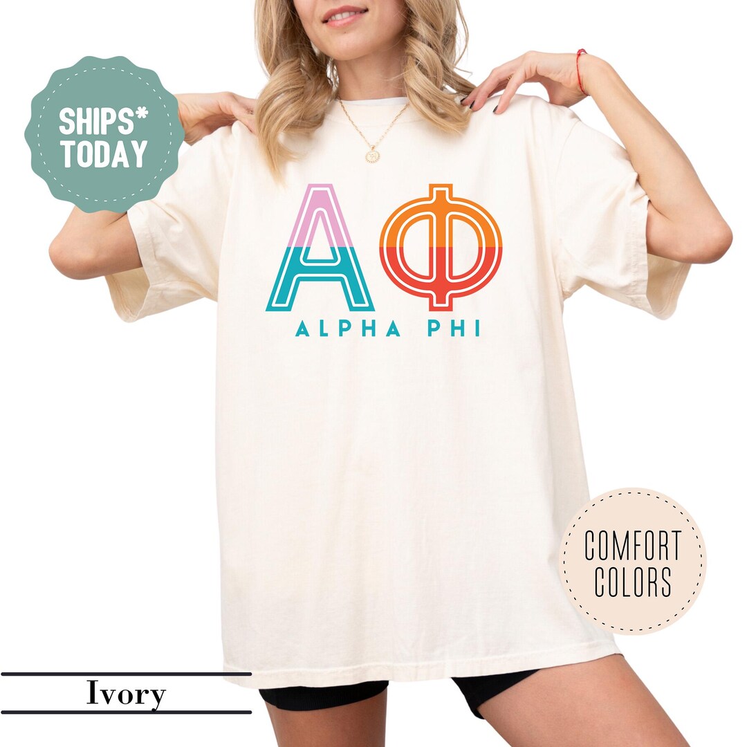 Alpha Phi Colorful Letters Sorority T-shirt APHI Greek Letters Sorority ...