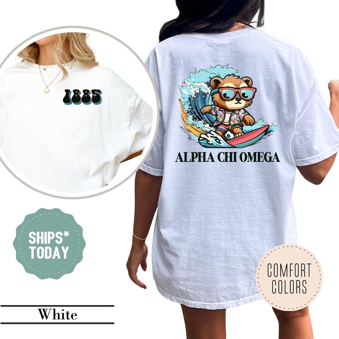 Alpha Chi Omega Waves and Surf Sorority T-shirt Alpha Chi Greek Life ...