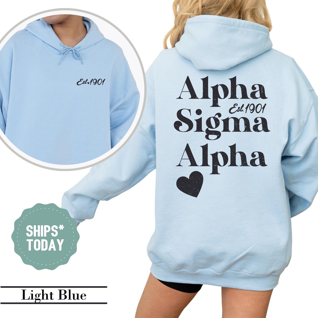 Alpha Sigma Alpha Black Heart Sorority Sweatshirt ASA Sorority Crewneck ...