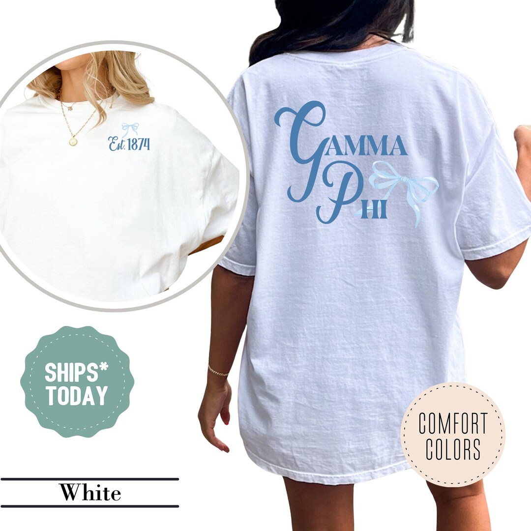 Gamma Phi Beta Blue Bow Sorority T-shirt - Gamma Phi Merch - Sorority ...