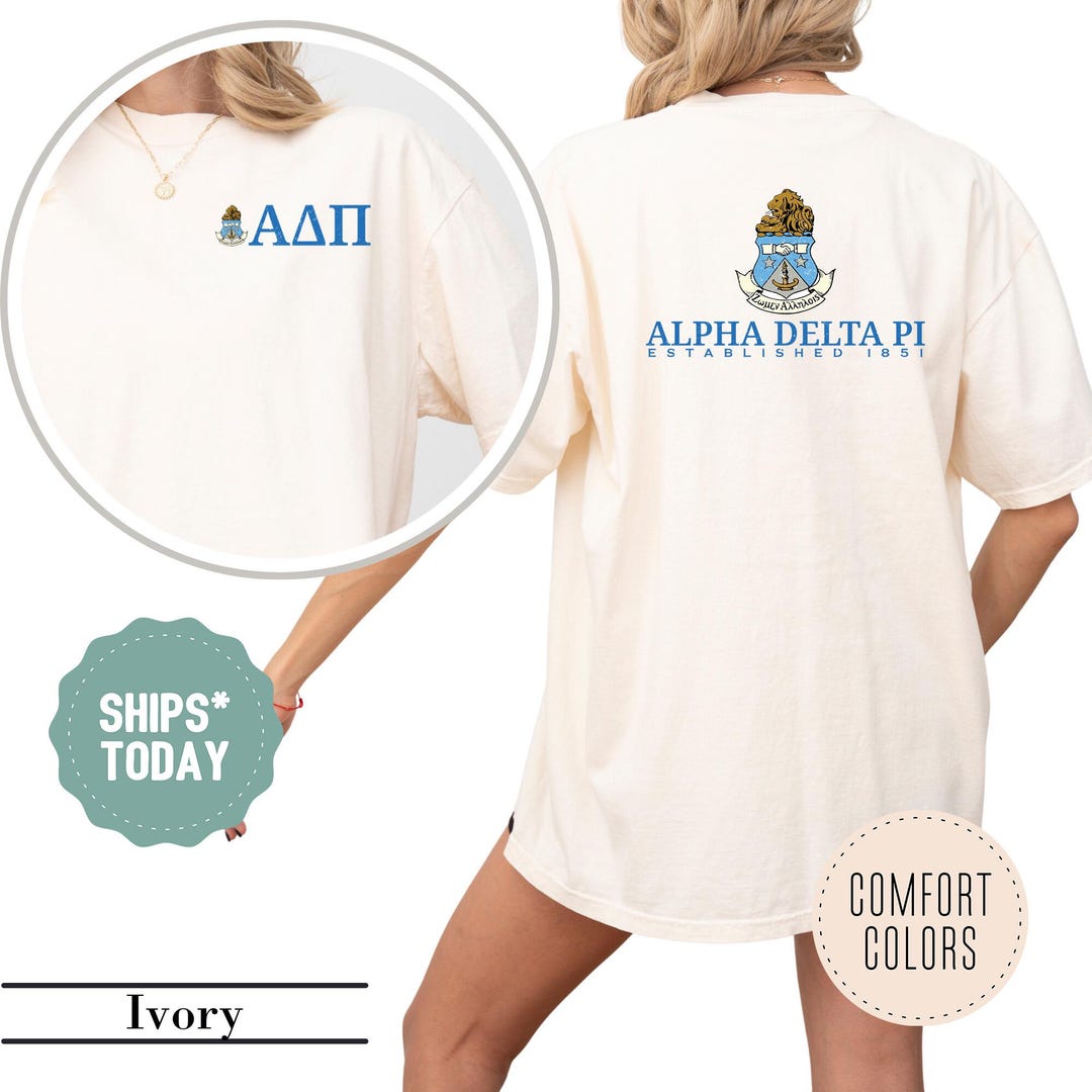 Alpha Delta Pi Sister Mark Sorority T-shirt - Adpi Coat of Arms ...