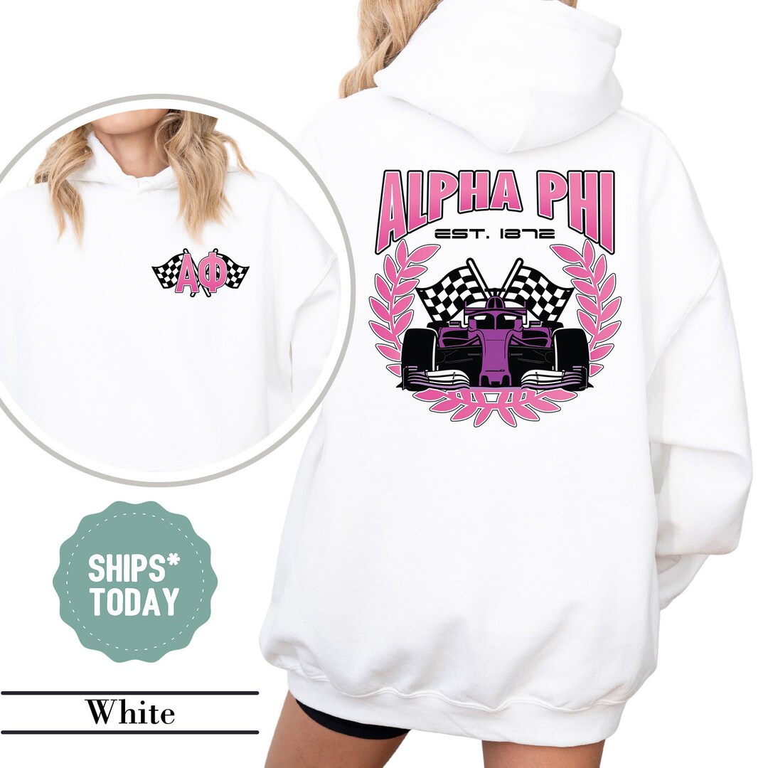 Alpha Phi Racing Cars Sorority Sweatshirt - APHI Greek Letters Sorority Crewneck - Big Little ...