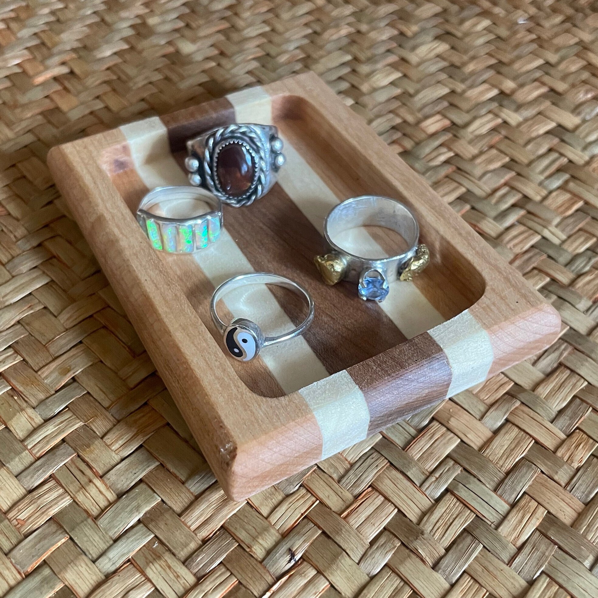 Wooden Ring Dish and Earring Tray Small Jewelry Dish - Etsy