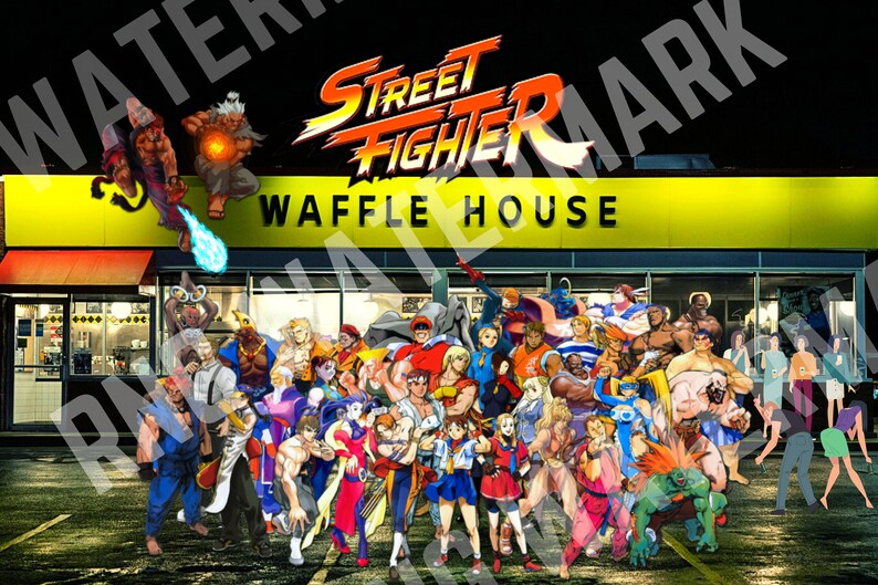Street Fighter Waffle House Poster Funny Waffle House Poster - Etsy