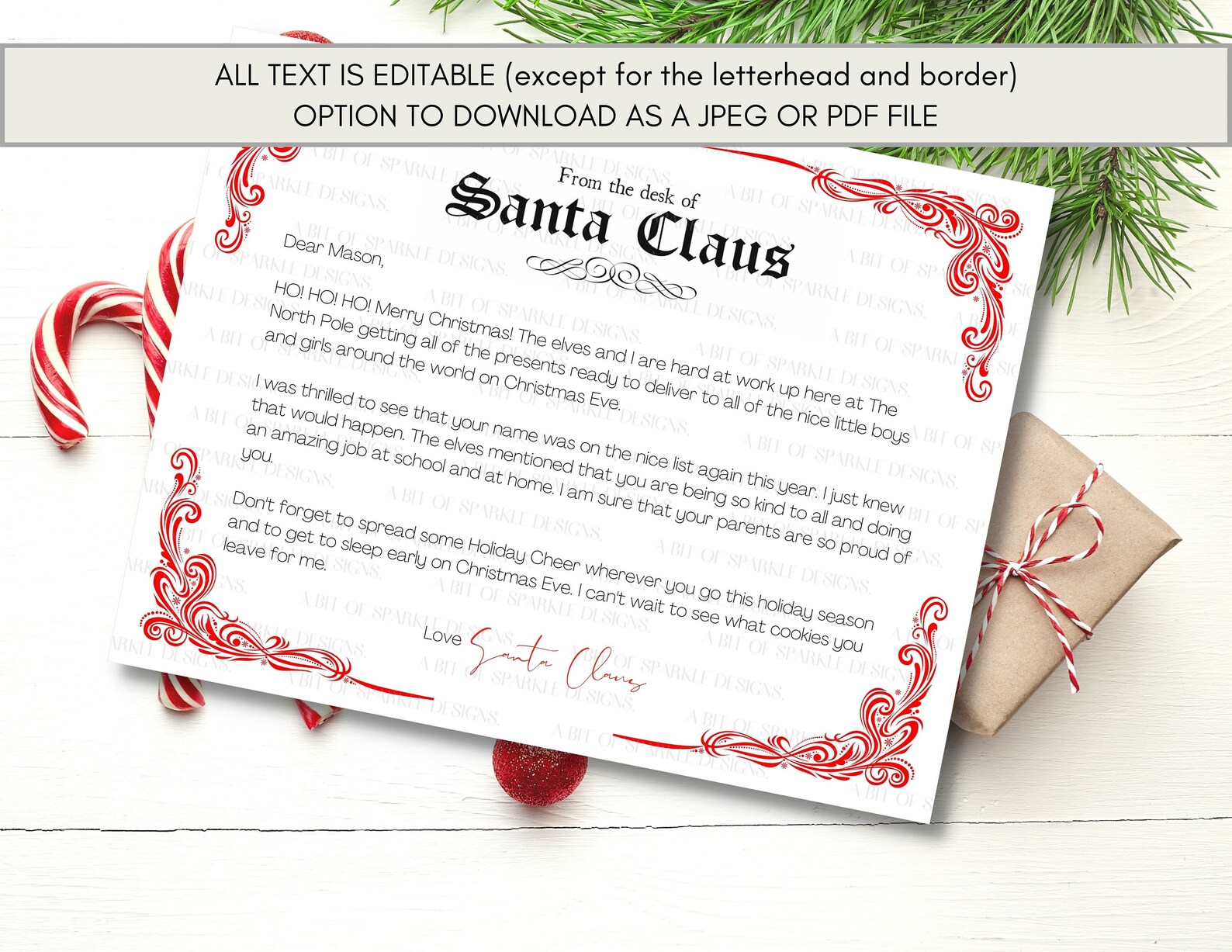 EDITABLE Letter From Santa Claus, Personalized Letter From Santa, From ...