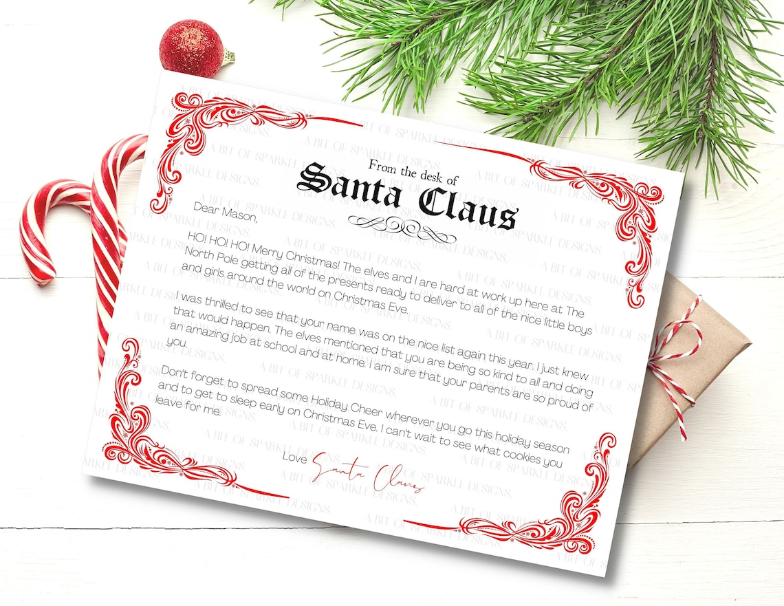 EDITABLE Letter From Santa Claus, Personalized Letter From Santa, From ...