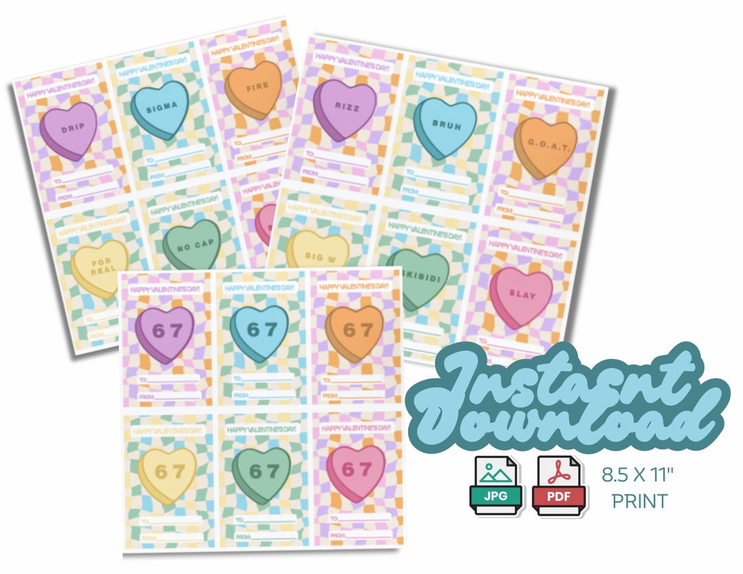 Gen Z Slang Candy Hearts Valentine Cards for Kids/teens - Etsy