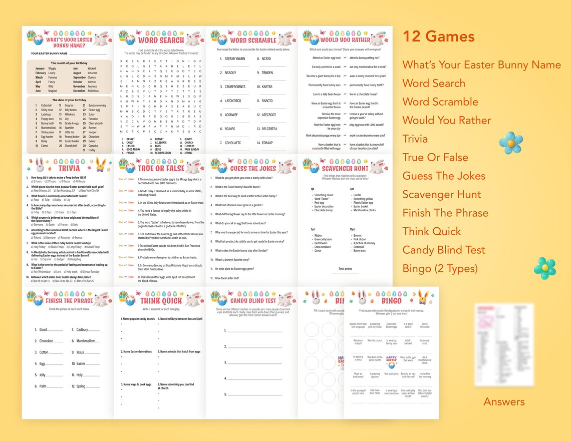 Easter Printable Game, Easter Game Bundle, Printable Games, Easter ...