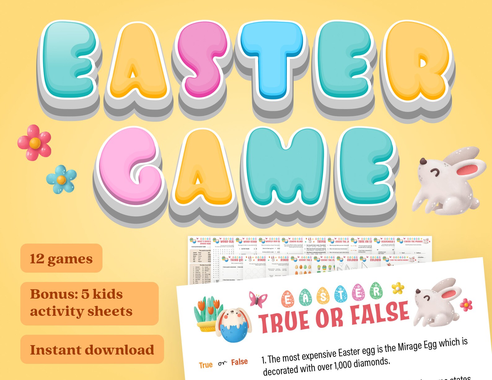 Easter Printable Game, Easter Game Bundle, Printable Games, Easter ...