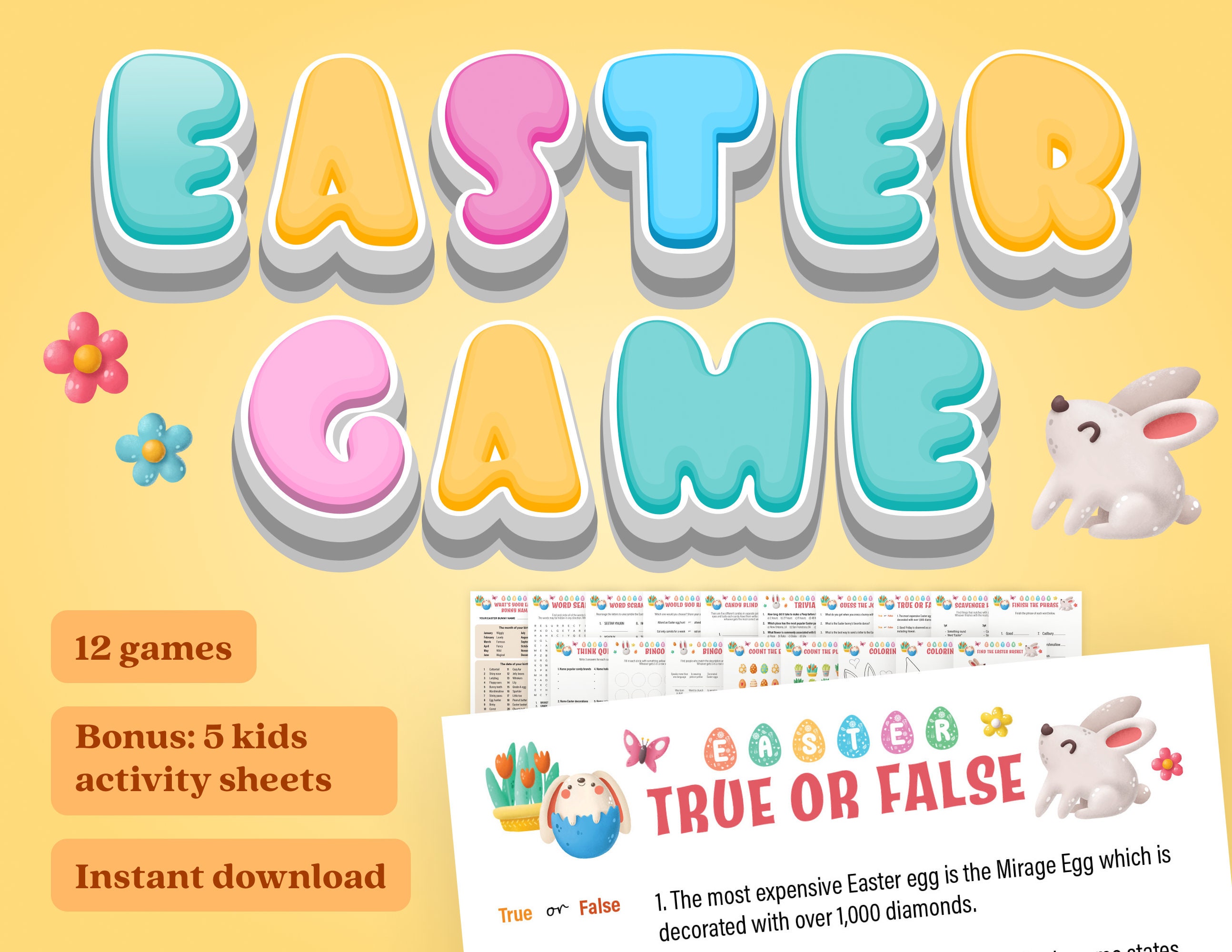 Easter Printable Game, Easter Game Bundle, Printable Games, Easter ...