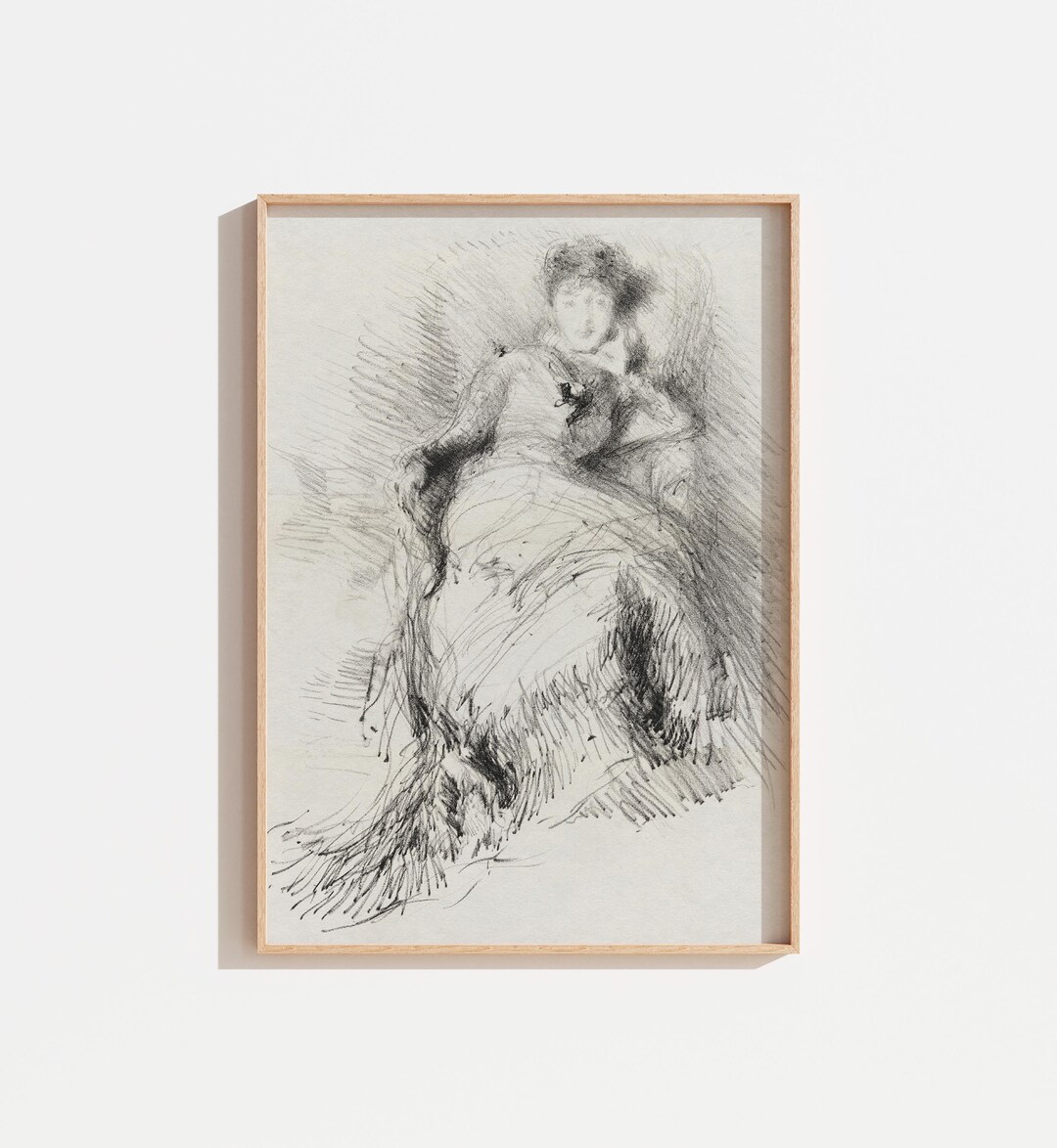 Antique Sketch Drawing of Woman | PRINTABLE Wall Art | Vintage Portrait ...
