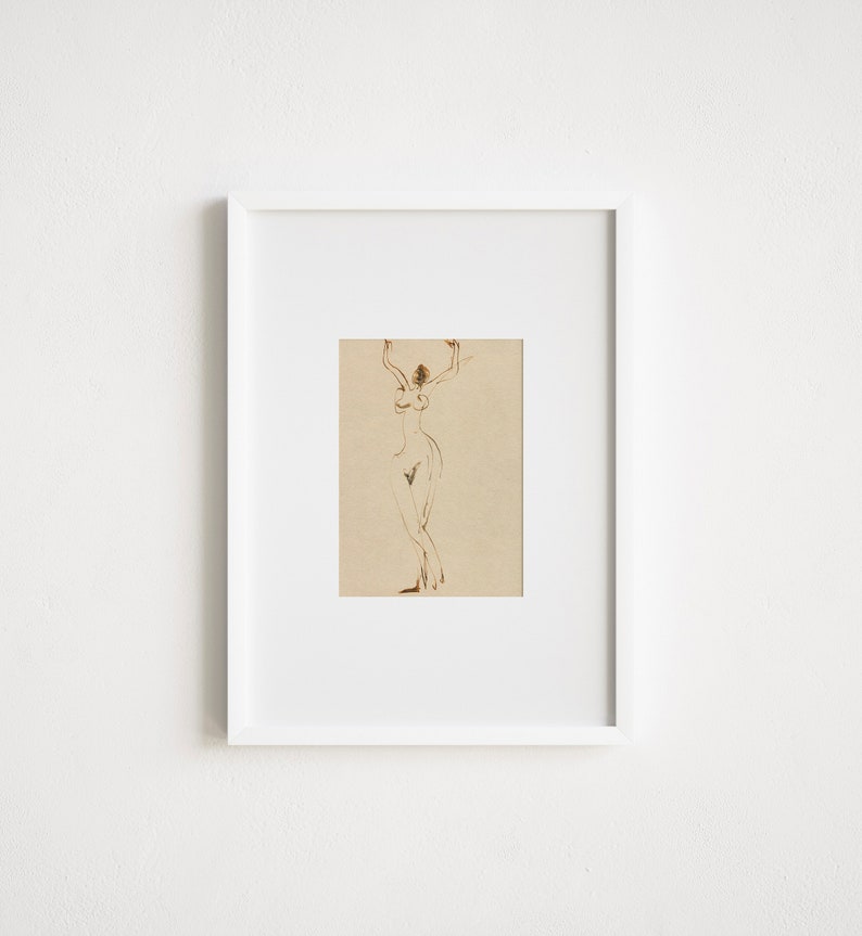 Vintage Abstract Drawing of Figure Printable Art Abstract - Etsy