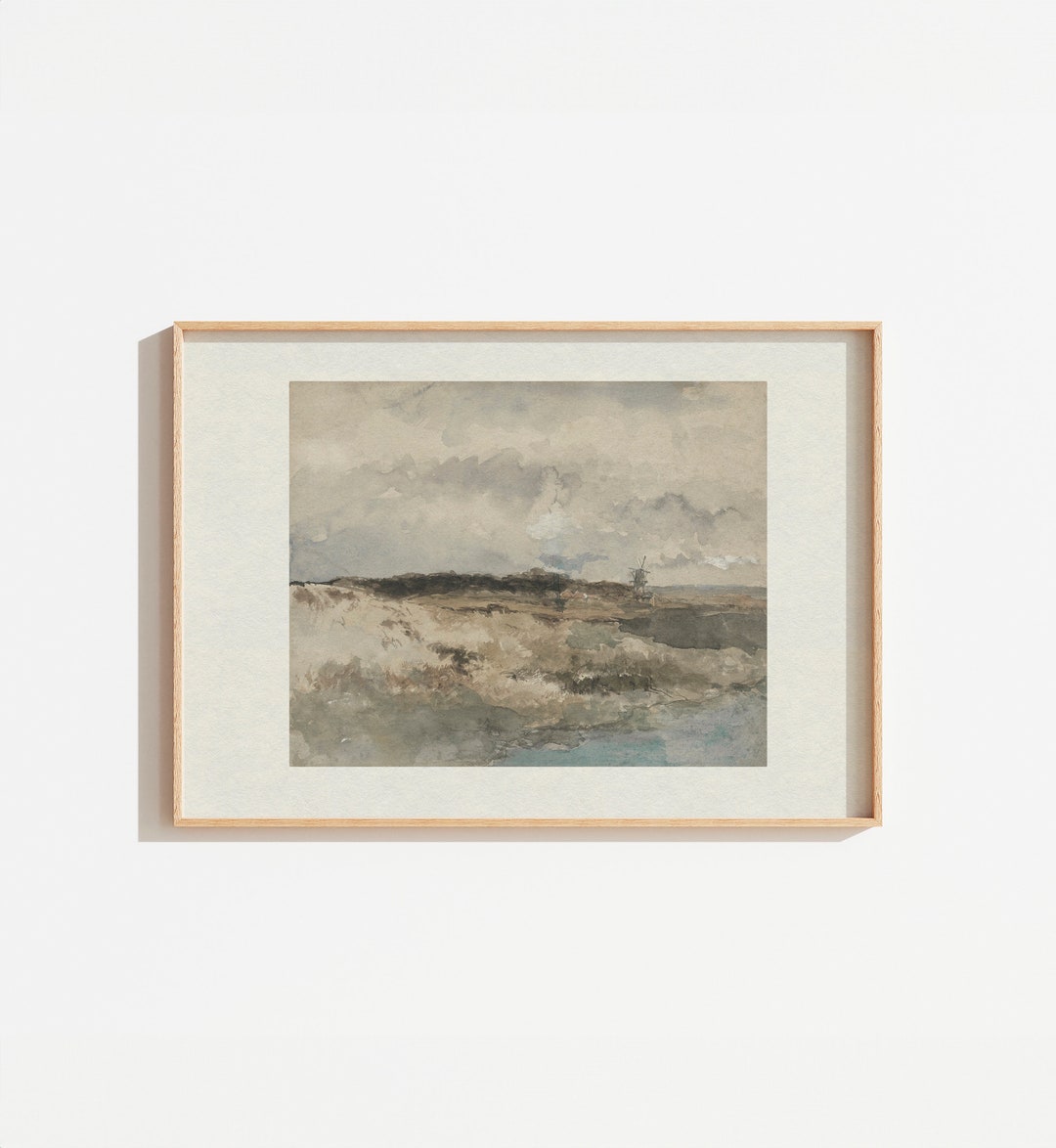 Vintage Coastal Landscape Painting: Muted Beach Scene, Antique Art ...