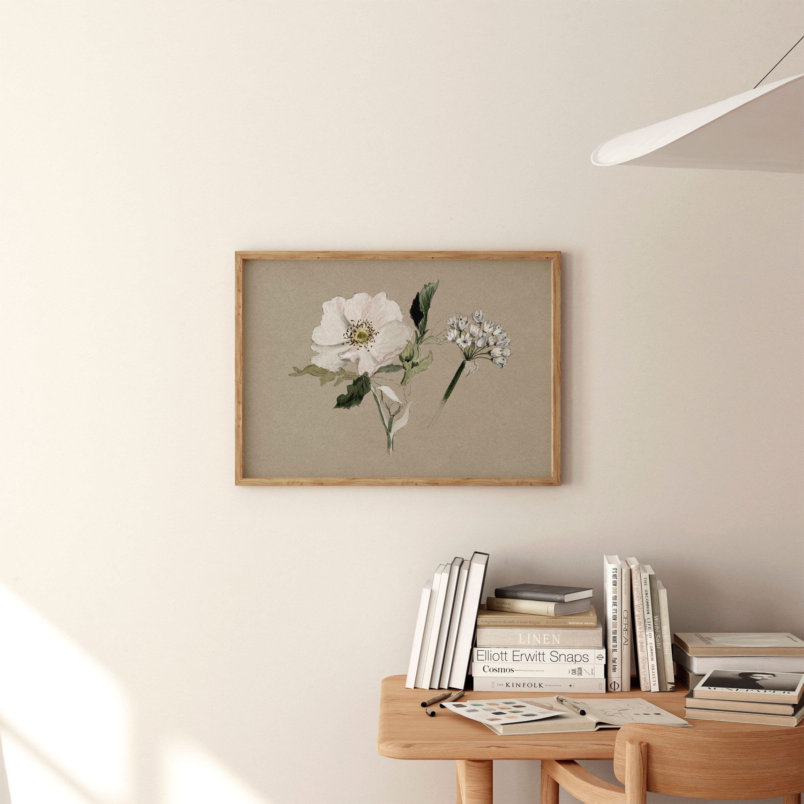 Vintage Muted Floral Drawing Printable Floral Watercolor Antique Flower ...