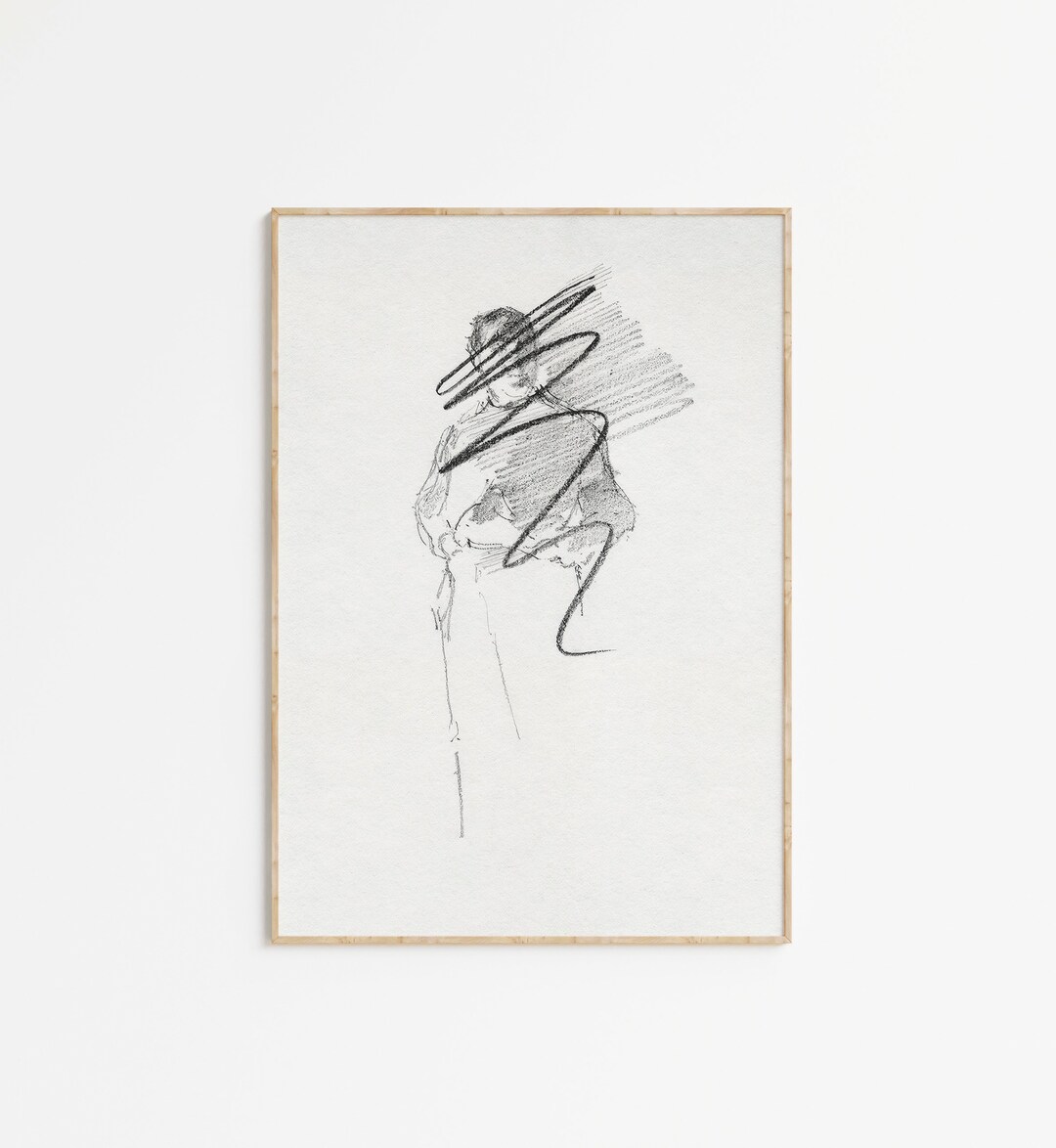 Vintage Abstract Sketch Antique Line Drawing PRINTABLE Art - Etsy