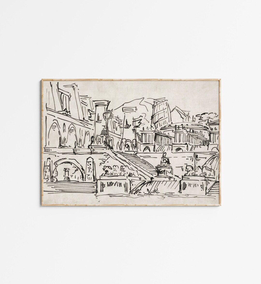 Vintage Black Ink Abstract Sketch Antique Line Drawing PRINTABLE Art ...