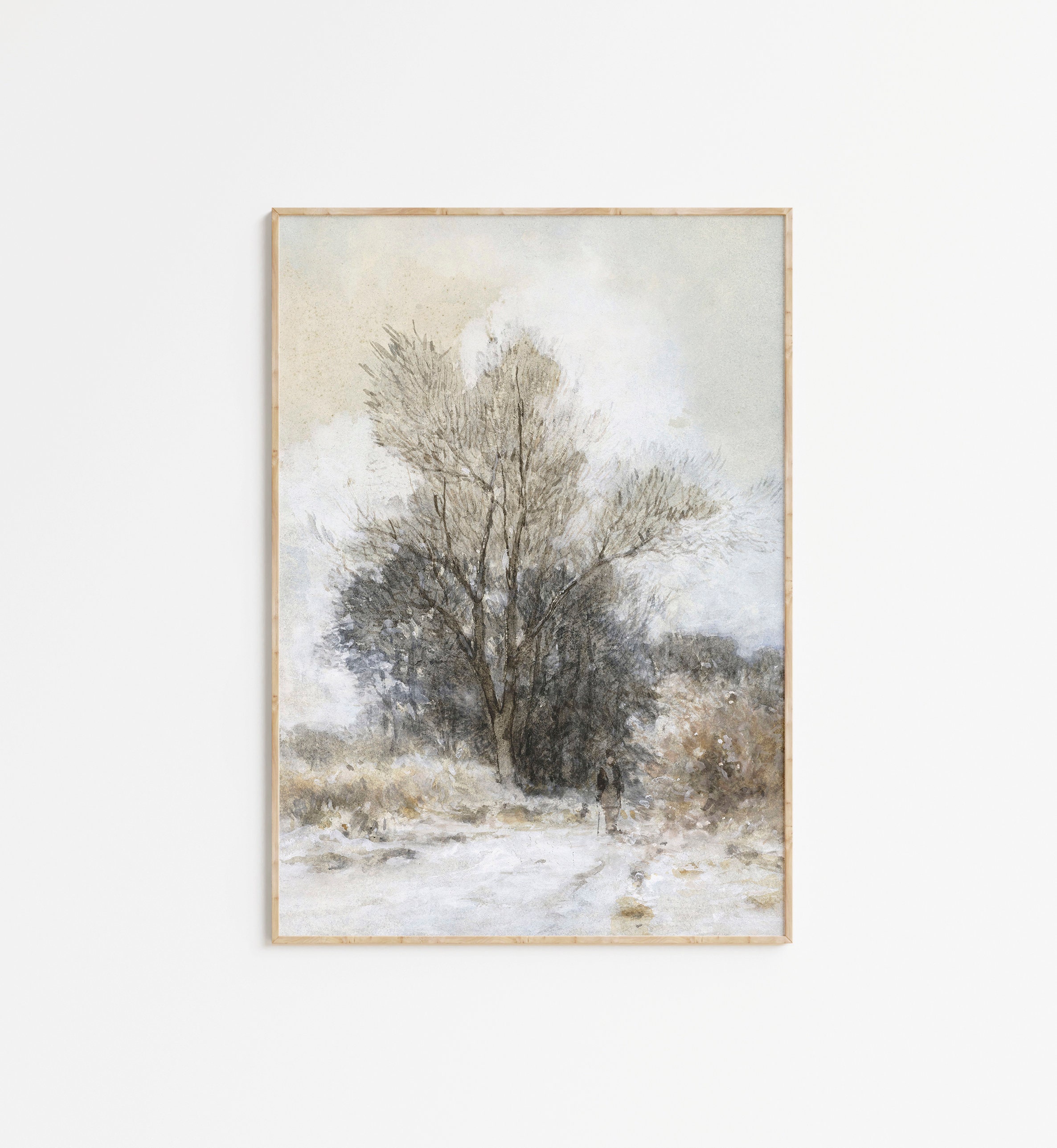 Vintage Muted Neutral Watercolor Tree Painting Neutral - Etsy