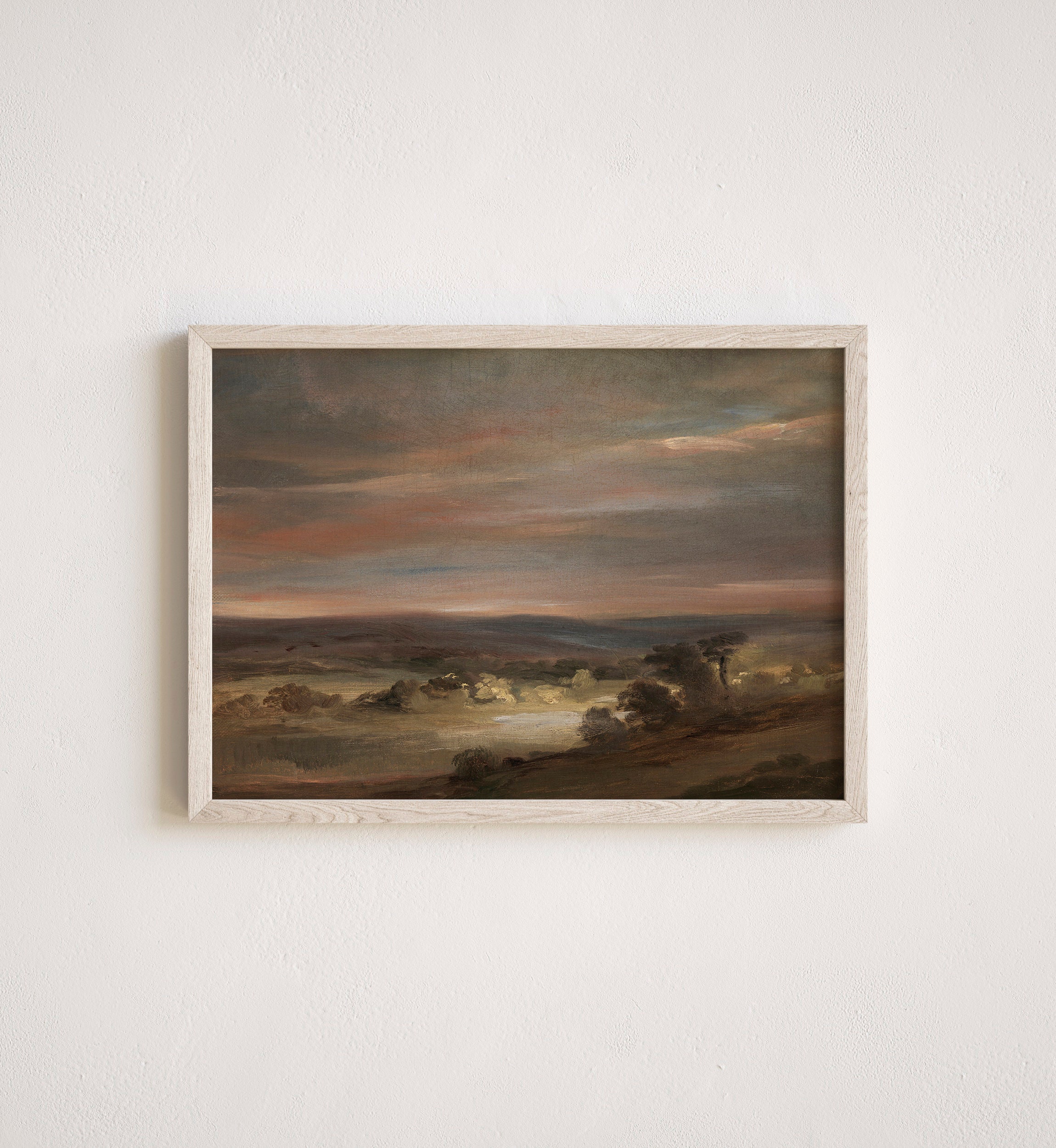 Vintage Moody Landscape Painting With Warm Tones, Printable ...