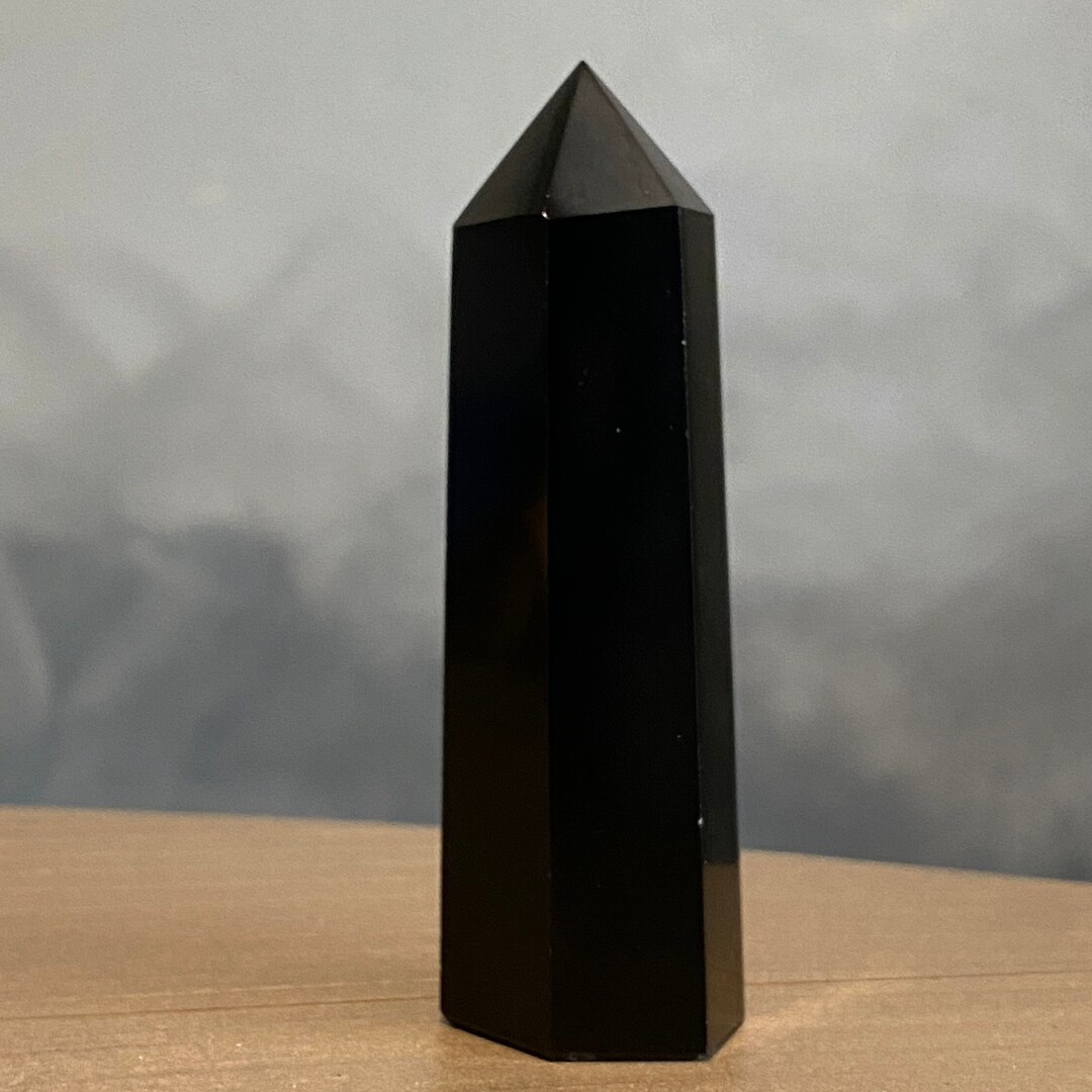 Black Obsidian Tower Black Obsidian Point Root Chakra Stone - Etsy
