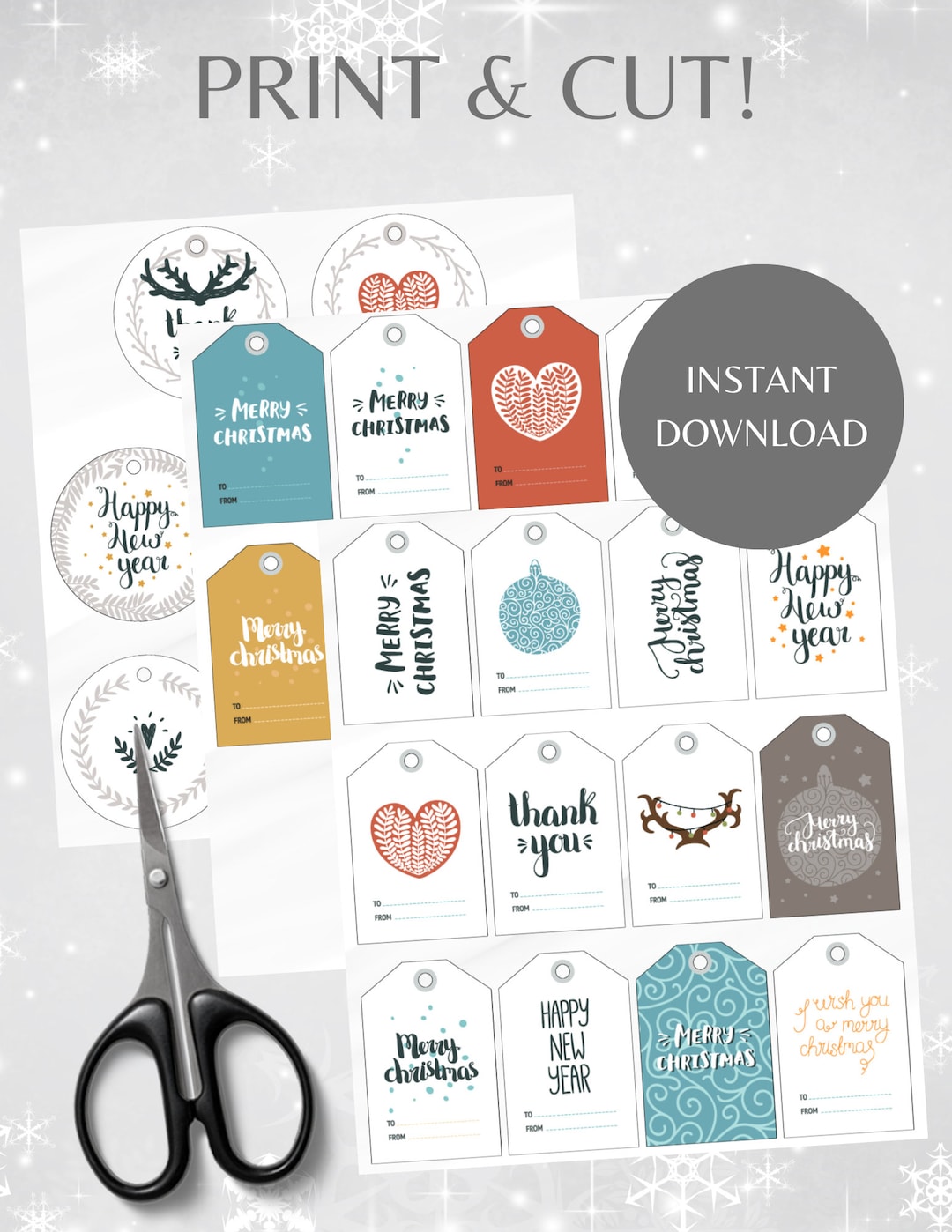34 Christmas Gift Tags Printable | Digital Christmas Gift Tags | DIY ...