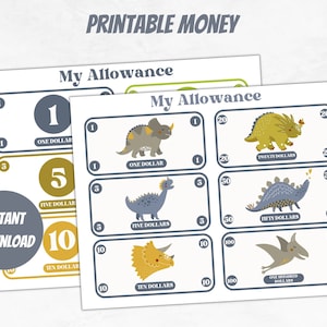 Printable Dinosaur Allowance Money | Kids Allowance Money | Handmade ...