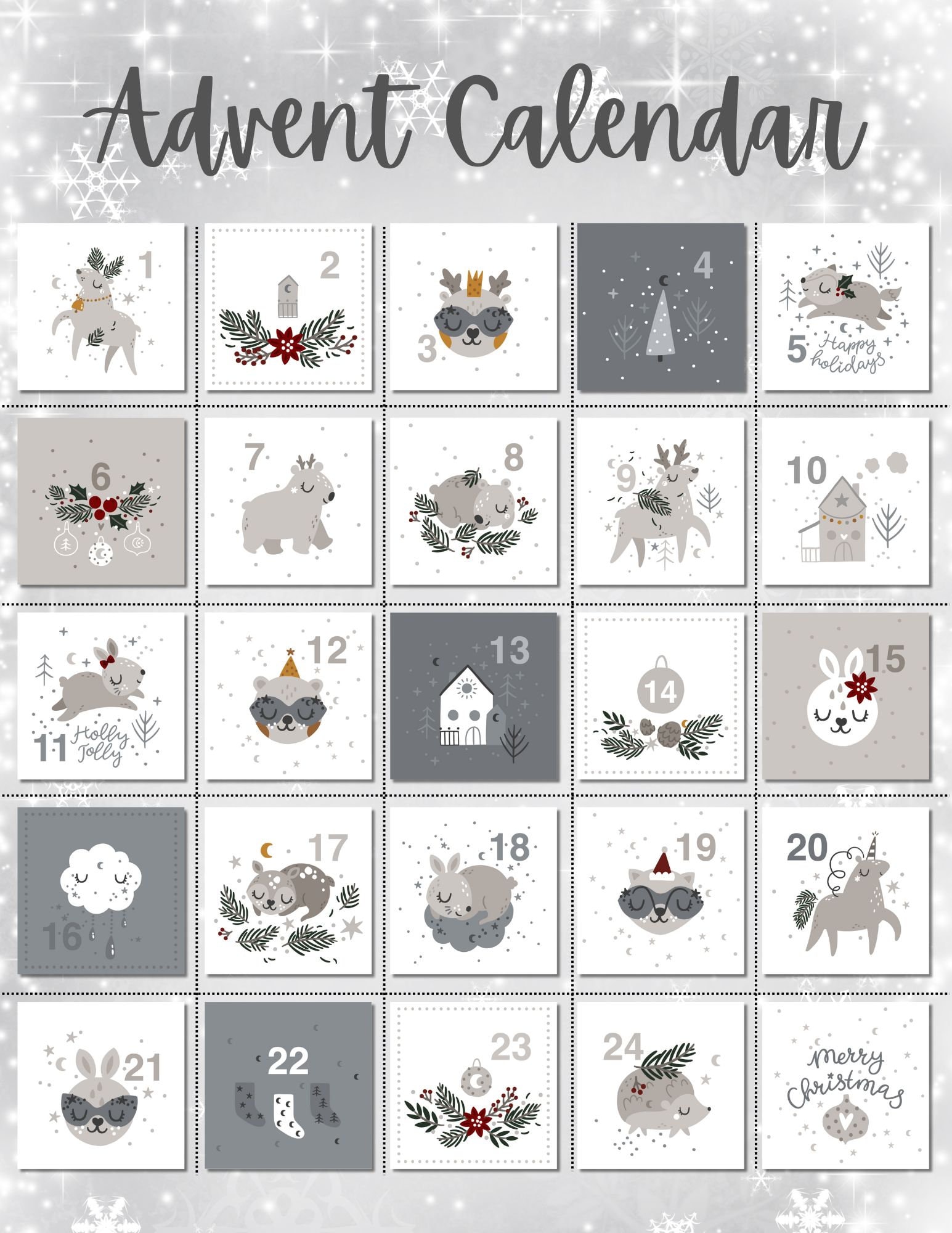 Advent Calendar Printable | Kids Christmas Advent Calendar | Digital ...