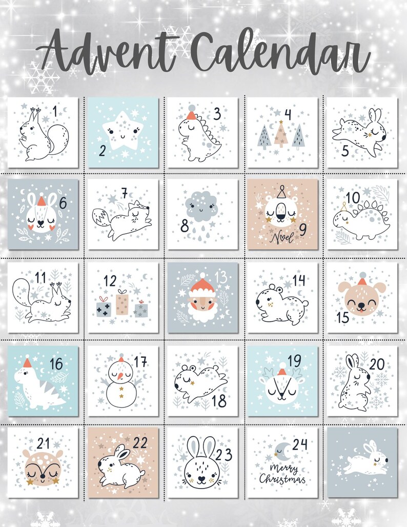 Advent Calendar Printable | Kids Christmas Advent Calendar | Digital ...