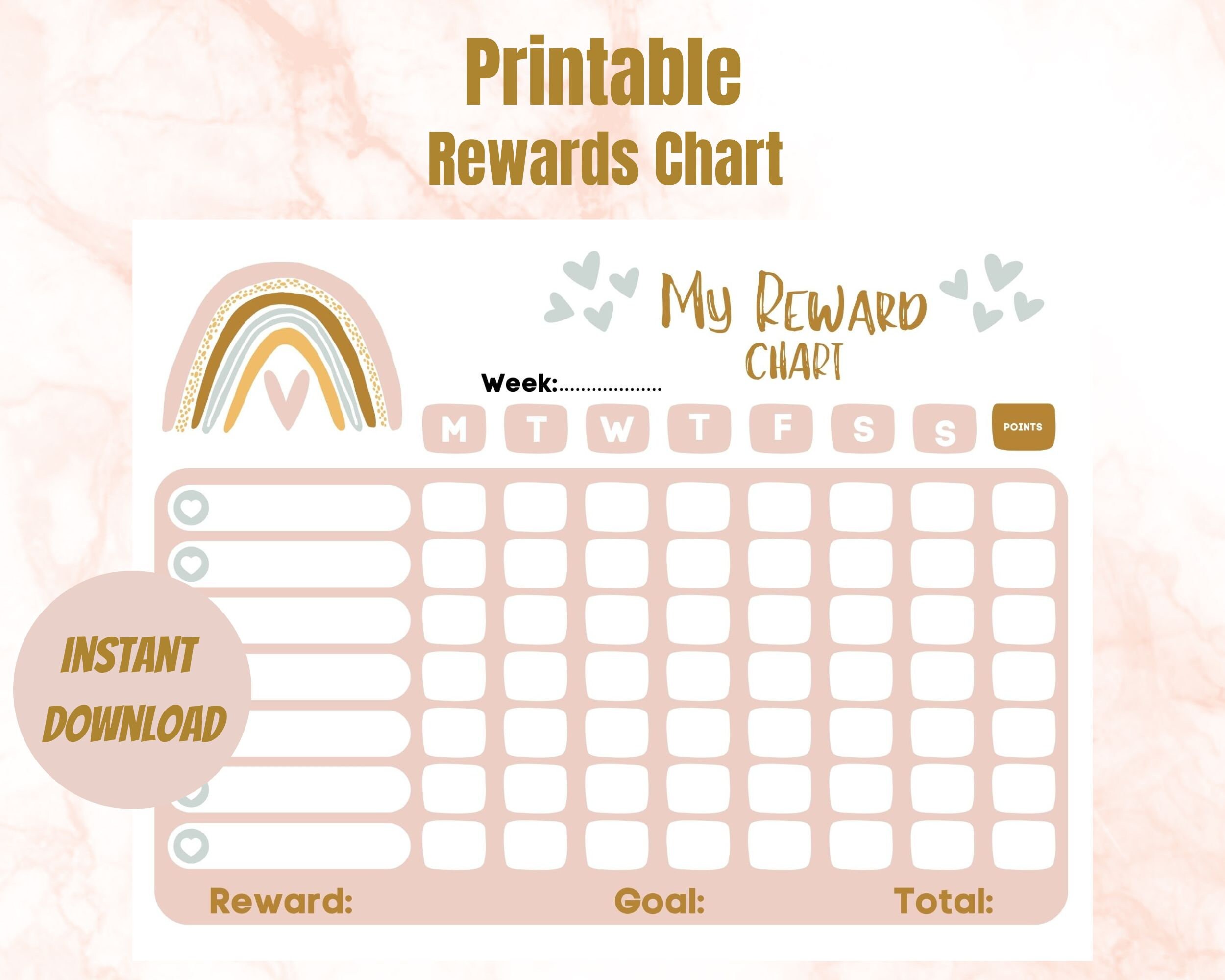 Printable Rainbow Rewards Chart | Kids Rewards Chart | Handmade ...
