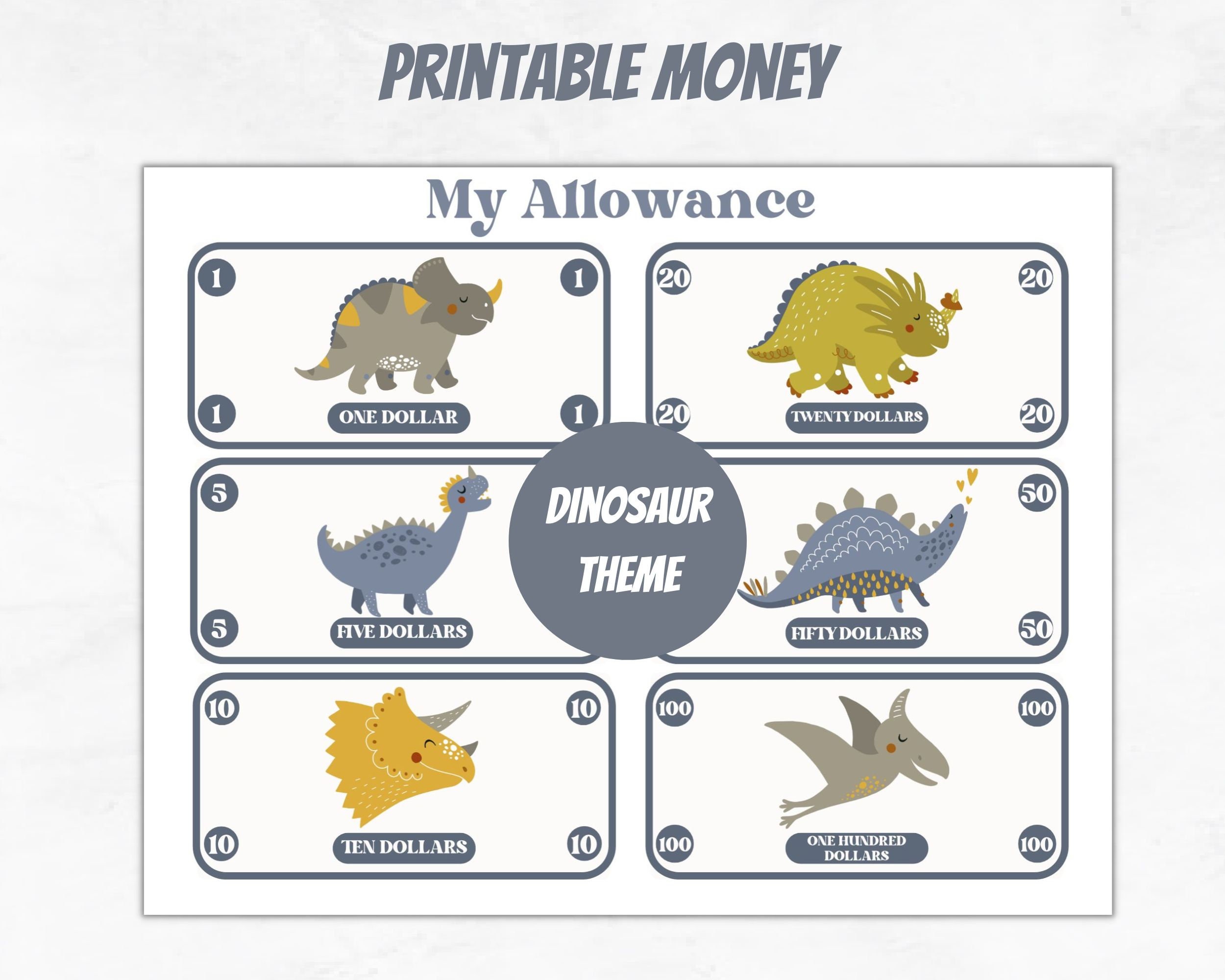 Printable Dinosaur Allowance Money | Kids Allowance Money | Handmade ...