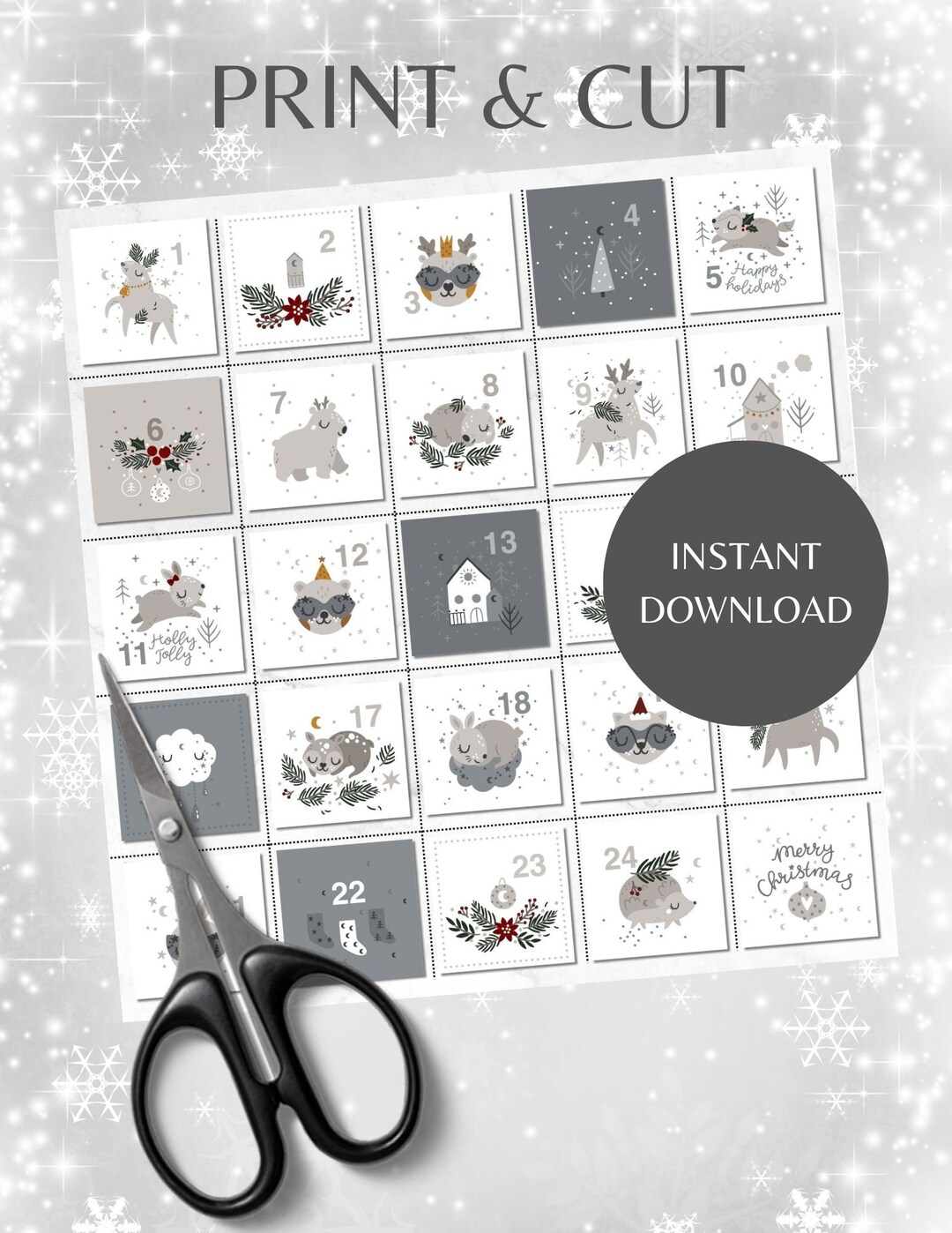 Advent Calendar Printable | Kids Christmas Advent Calendar | Digital ...