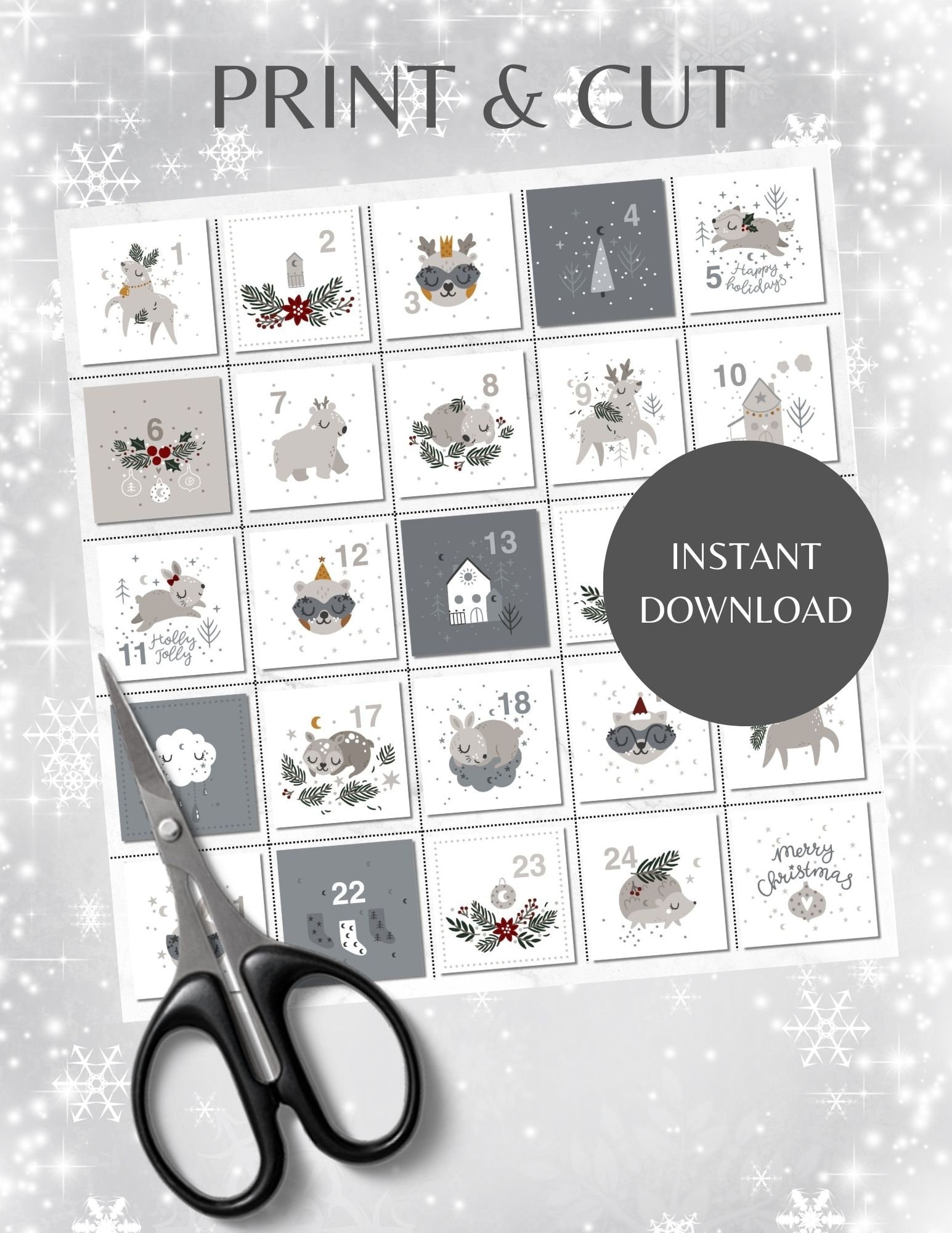 Advent Calendar Printable | Kids Christmas Advent Calendar | Digital ...