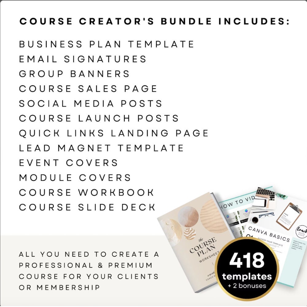 Course Creator Template Bundle, CANVA Templates, Course Toolkit, Sales ...
