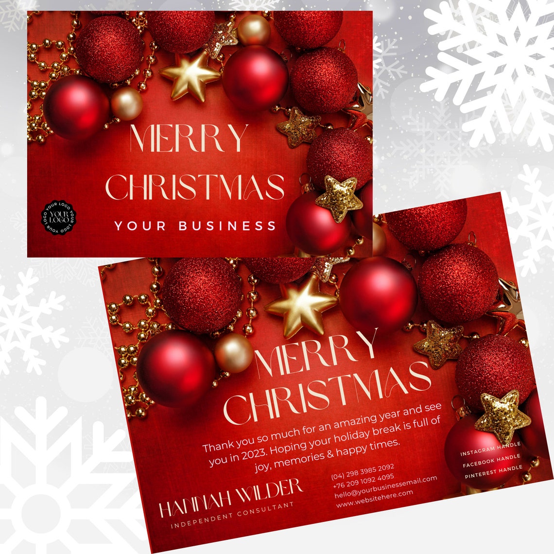 Editable Canva Christmas Card Template. Merry Christmas Editable ...