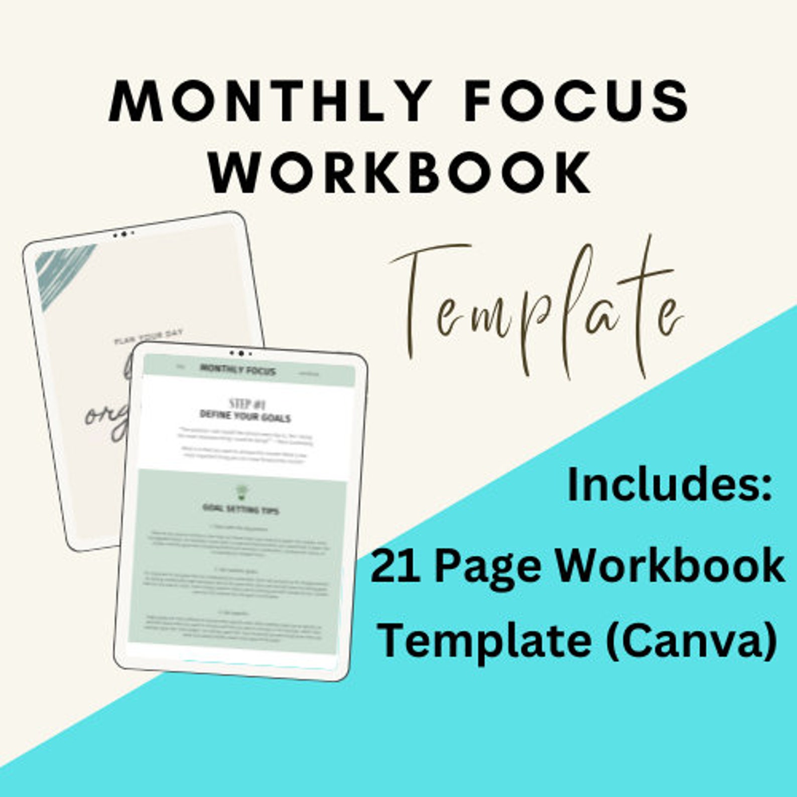 Monthly Focus Planner Template, Monthly Goal Planner, Goal Planner ...